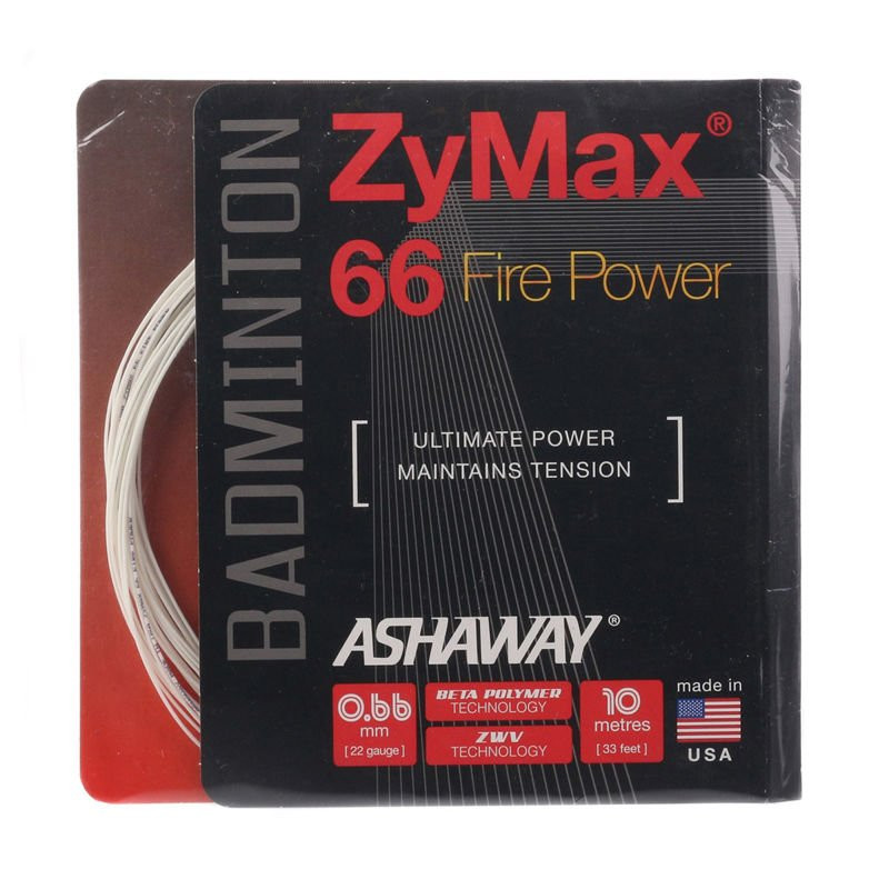 Badminton string Ashaway ZyMax 66 Fire Power White White | BADMINTON ...