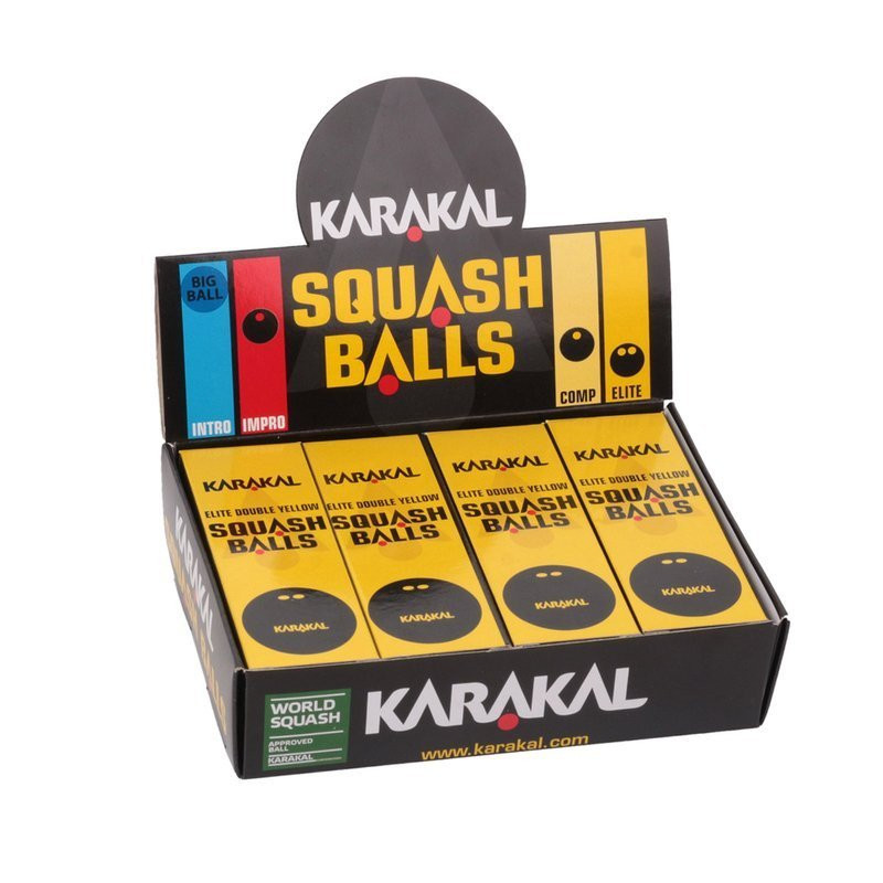 Karakal Elite Double Yellow Dot Squash Balls 12pcs. | SQUASH ...